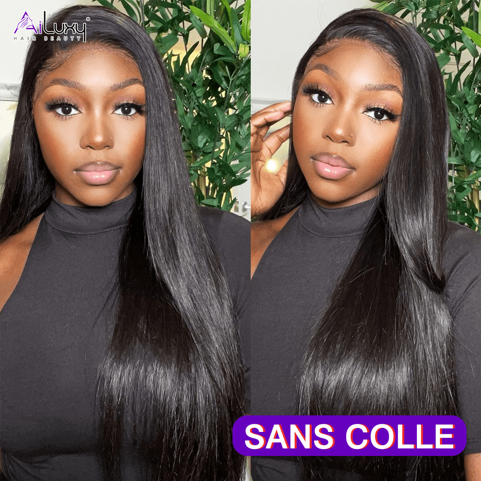 AILUXY Perruque Sans Colle 200%Densité 13x6 Lace Frontal Lisse Perruqu ...