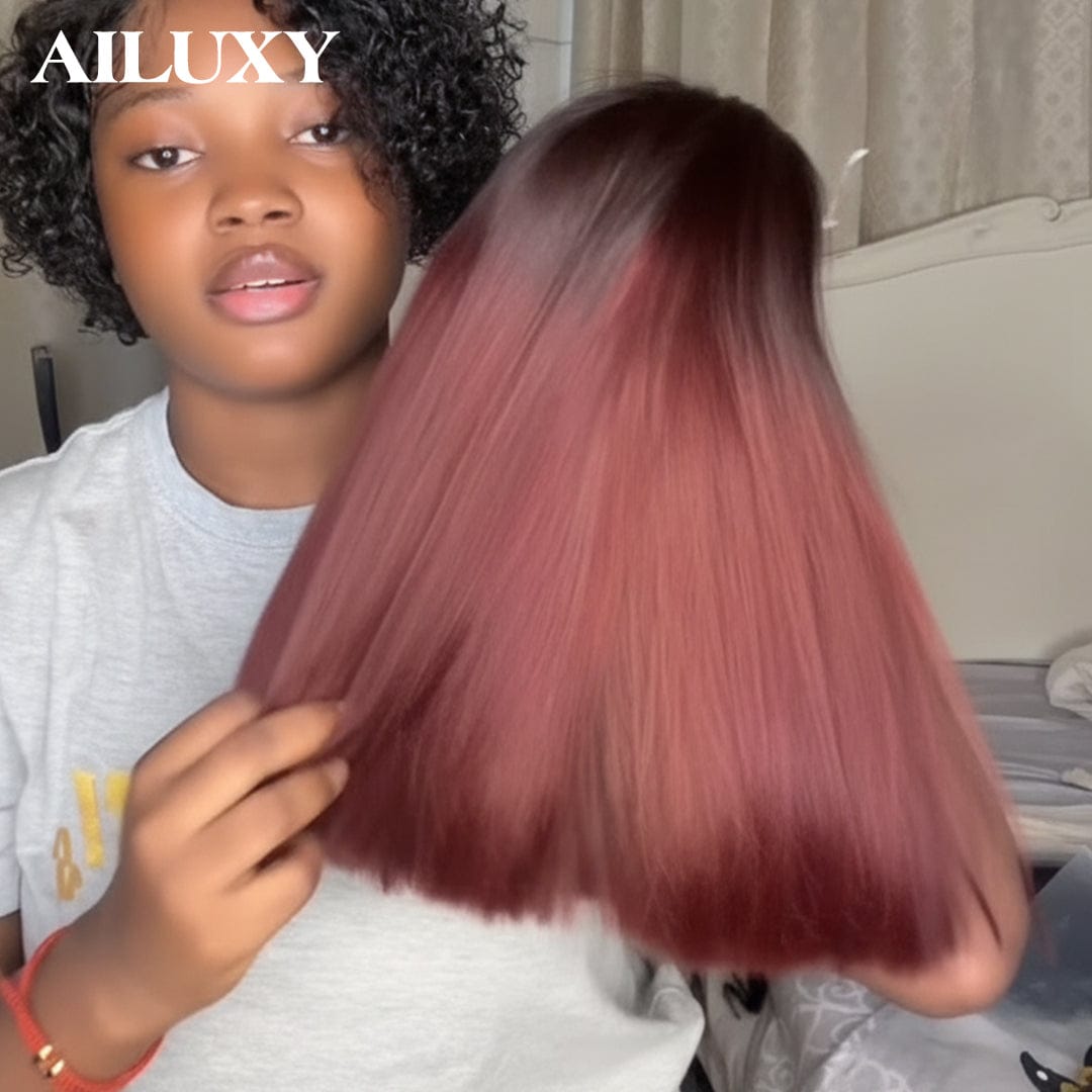 AILUXY lace closure 2x6 et 4x4 Perruque Lisse BOB STRAIGHT Hair Perruq ...