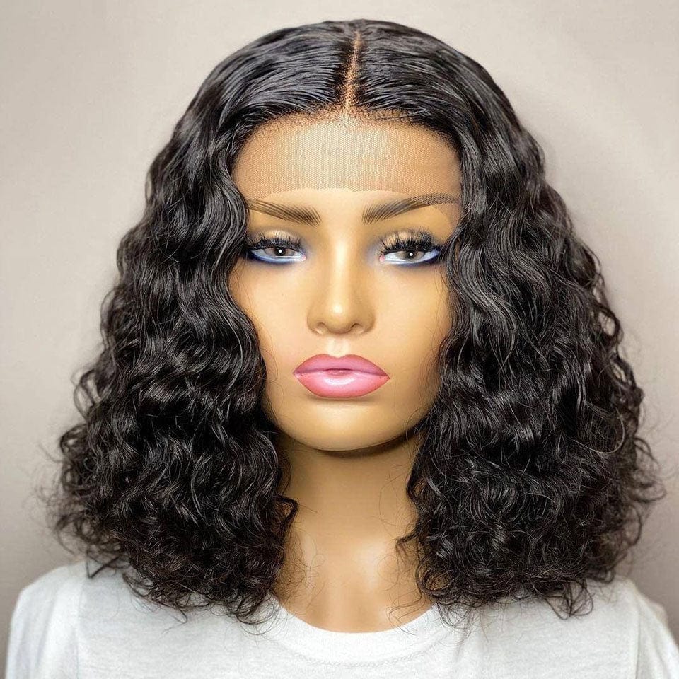 AILUXY 4x4 Lace Closure Perruque Bob Perruque Natural Wave Noir 100% C ...