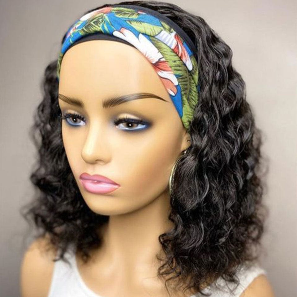 AILUXY Perruque Bandeau Natural Wave Noir Bob Perruque 100% Cheveux Hu ...
